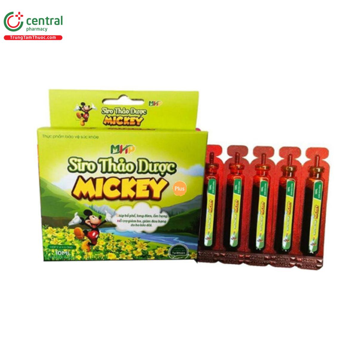Siro Thảo Dược Mickey Plus hỗ trợ giảm ho, long đơm, đau rát họng
