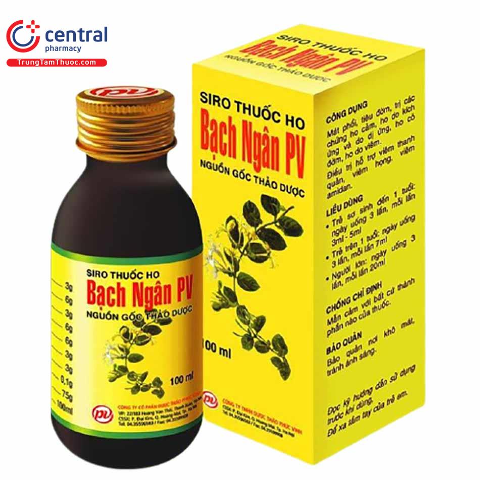 Siro thuốc ho Bạch Ngân PV: tác dụng, chỉ định, giá bán
