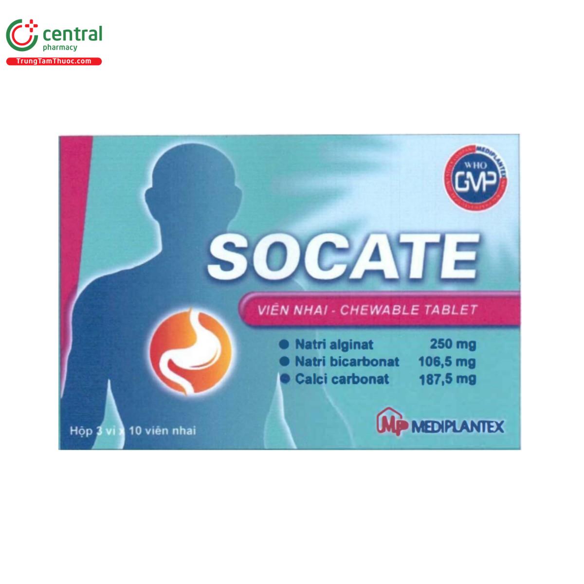 Thuốc Socate điều trị triệu chứng trào ngược acid, mật và pepsin lên ...