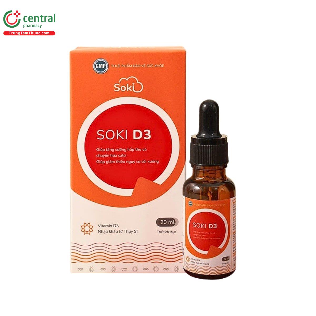 Soki D3 hỗ trợ tăng hấp thu, chuyển hóa calci, giảm nguy cơ còi xương