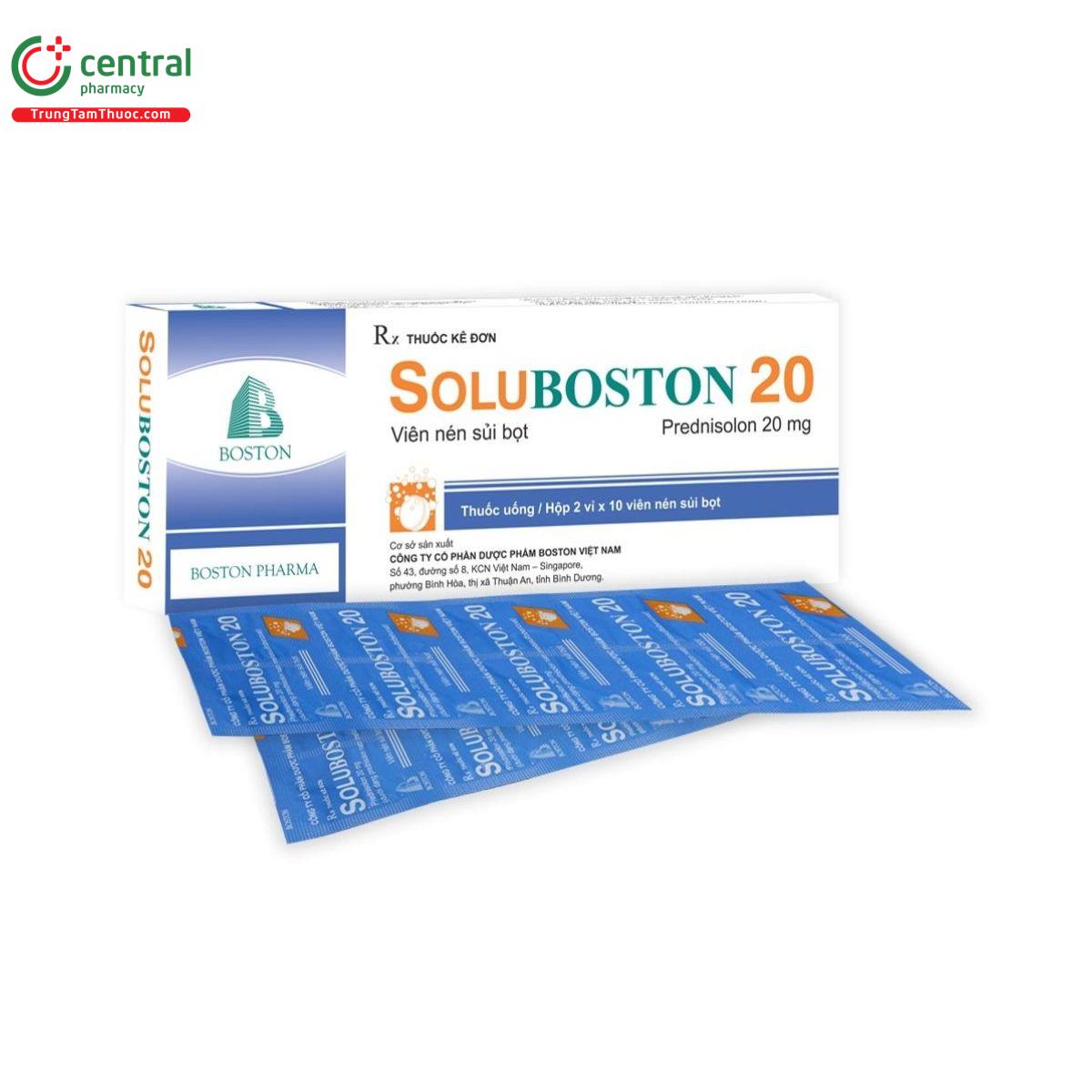 Thuốc Soluboston 20 viên sủi - Chống viêm, ức chế miễn dịch