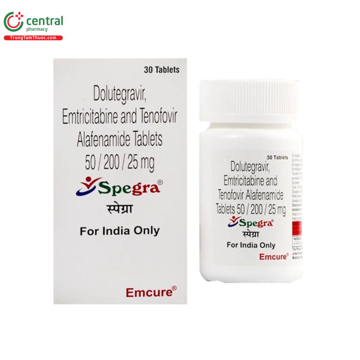 Thuốc Spegra 50mg/200mg/25mg Emcure - Thuốc điều trị HIV-1