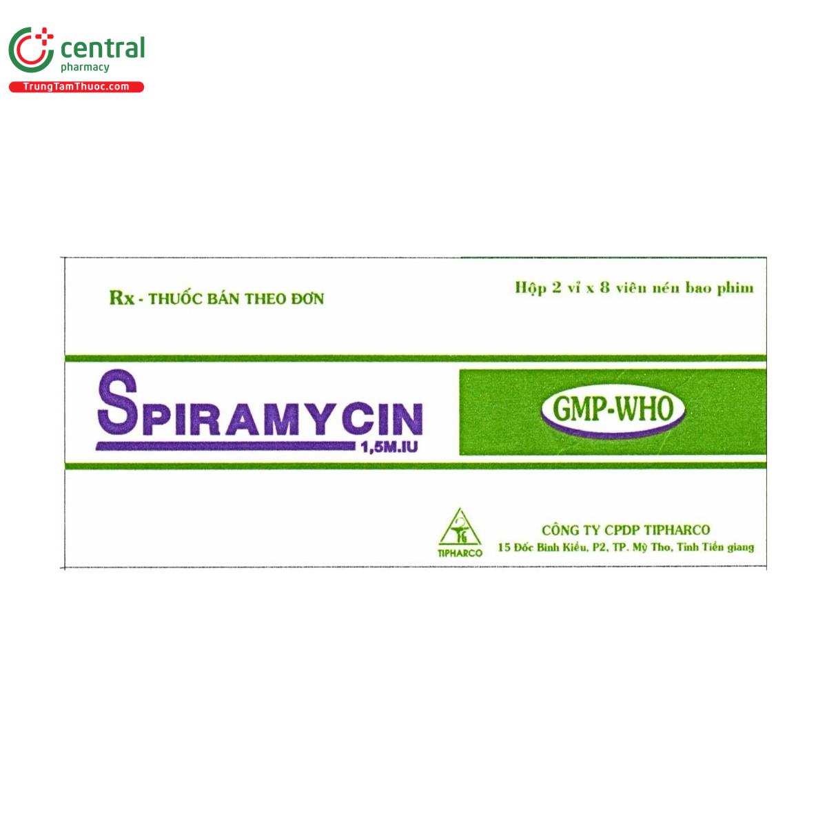 Thuốc Spiramycin 1,5 M.IU Tipharco điều trị nhiễm khuẩn hô hấp, da