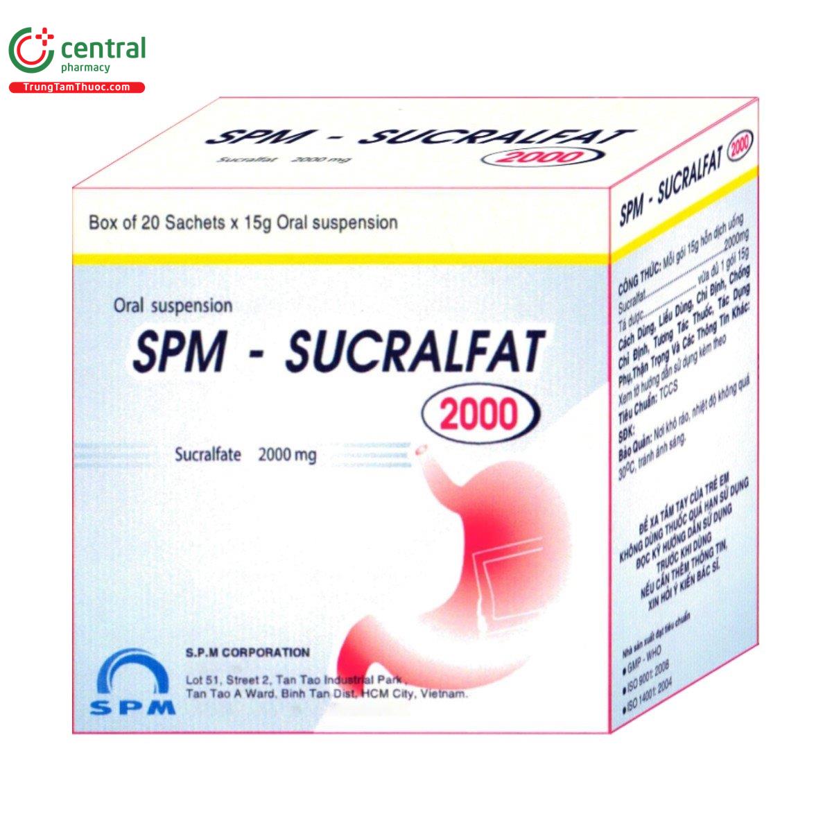 Thuốc SPM-Sucralfat 2000 - Điều trị loét dạ dày, tá tràng, trào ngược