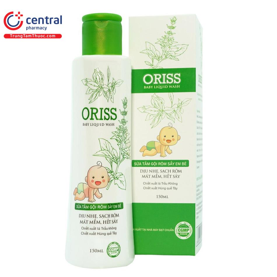 Sữa tắm Oriss Baby Liquid Wash giúp làm sạch, cấp ẩm, giảm ngứa da bé