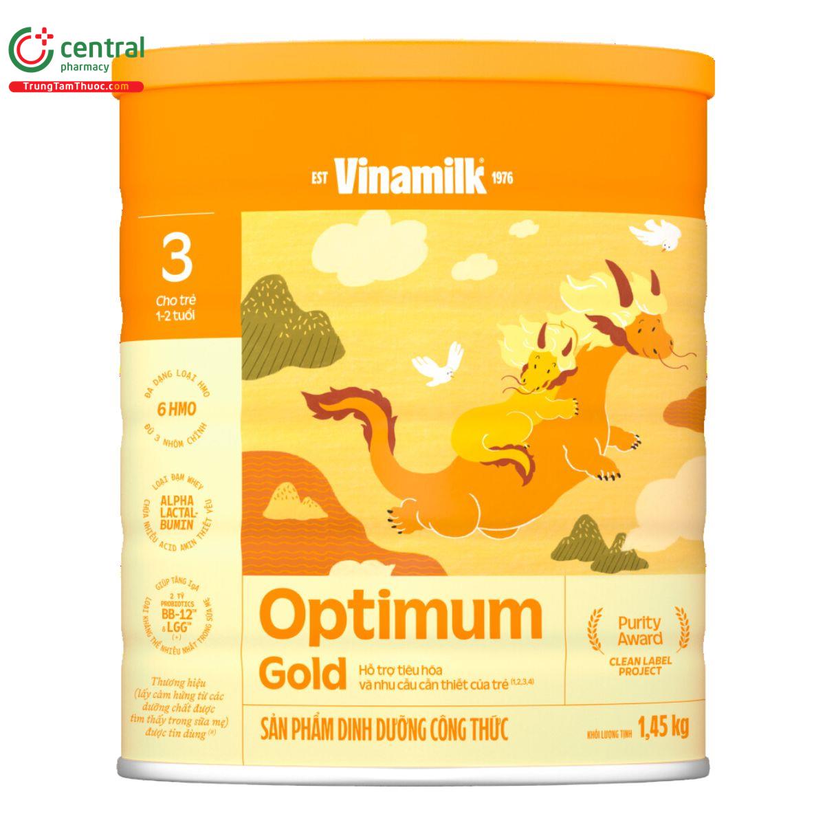 Sữa Vinamilk Optimum Gold 3 dùng cho trẻ 1-2 tuổi, hỗ trợ tăng cân