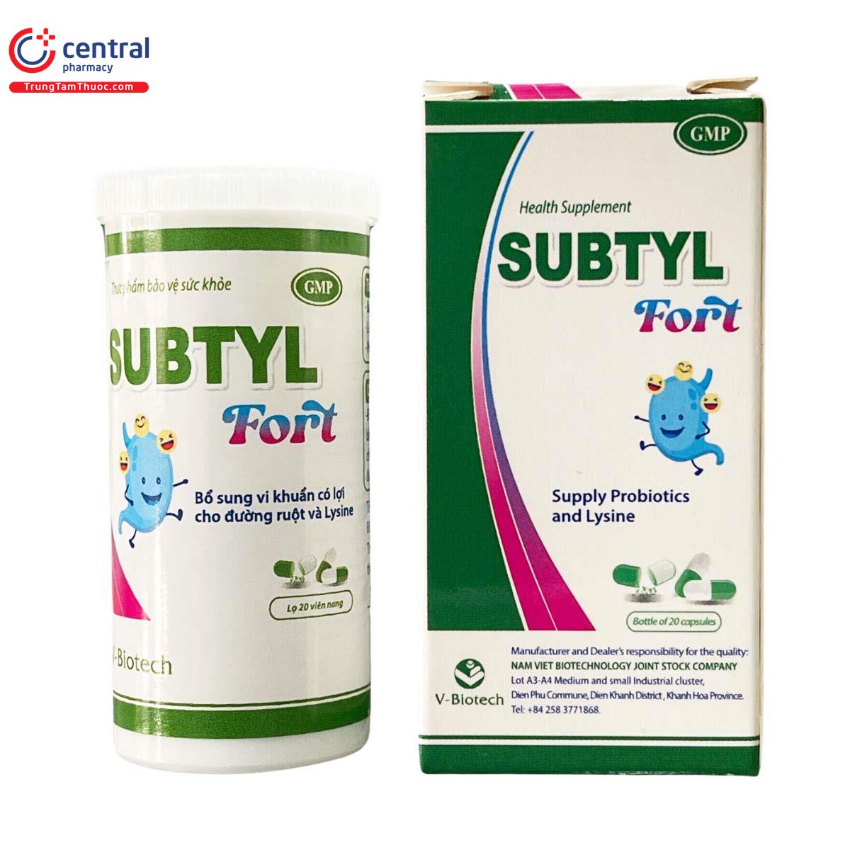 Thuốc Subtyl Fort (Lọ 20 viên) giúp cân bằng hệ vi sinh đường ruột