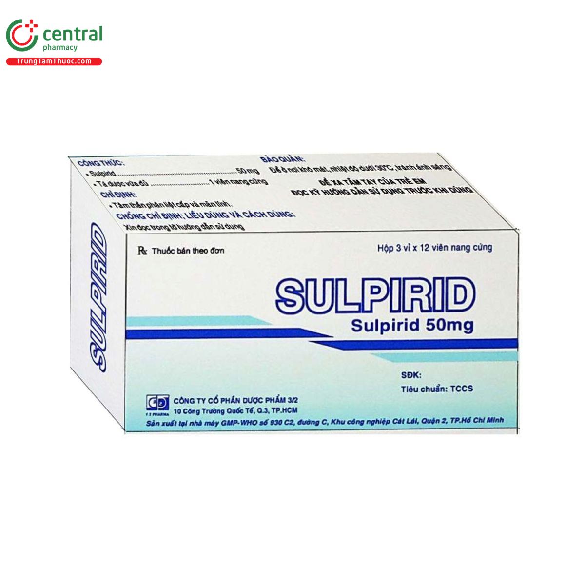 Thuốc Sulpirid 50mg F.T Pharma điều trị triệu chứng tâm thần phân liệt