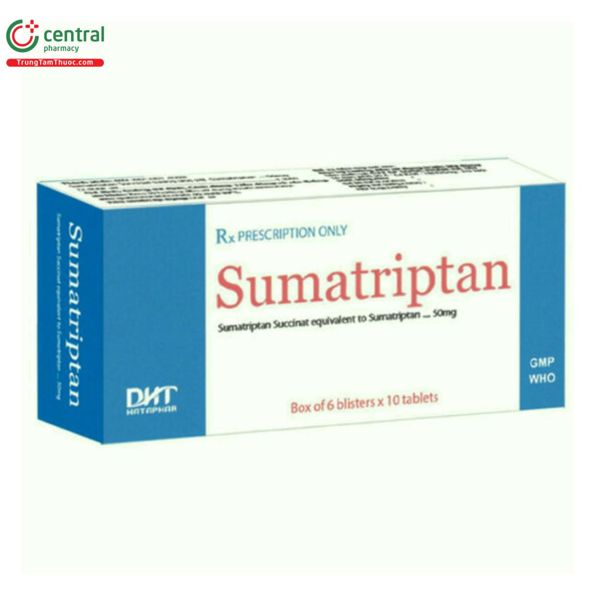 Thuốc Sumatriptan 50mg Dược Hà Tây - điều trị cơn đau nửa đầu cấp tính