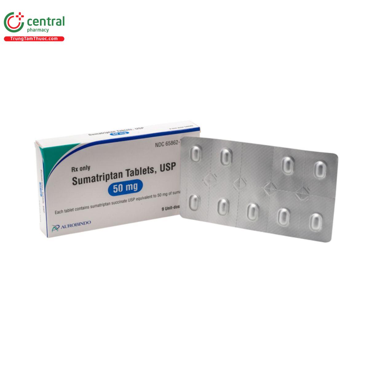 Thuốc Sumatriptan Tablets USP 50mg Aurobindo điều trị đau nửa đầu