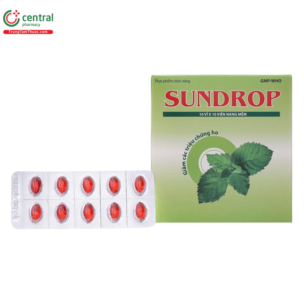 Thuốc Sundrop điều trị ho, rát họng, nghẹt mũi, chảy nước mũi