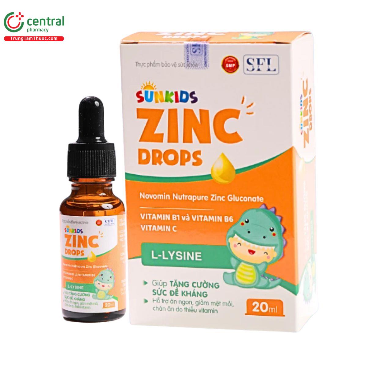Sunkids Zinc Drops - Bổ sung kẽm, L-Lysine, giúp tăng cường đề kháng