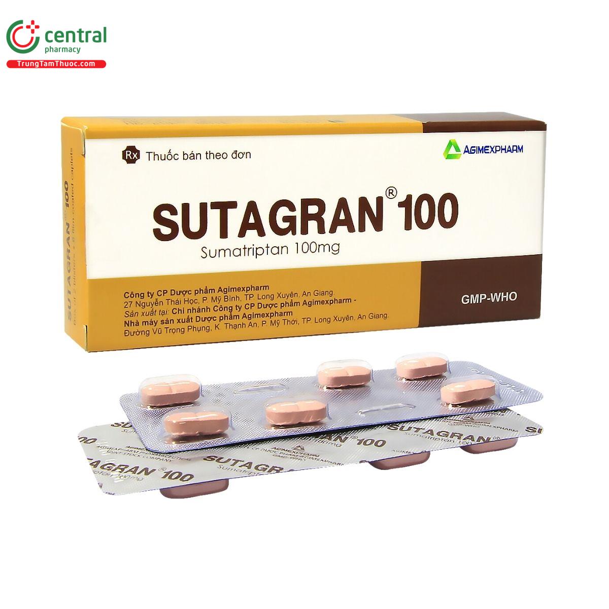 Thuốc Sutagran 100 điều trị triệu chứng của đau nửa đầu cấp tính