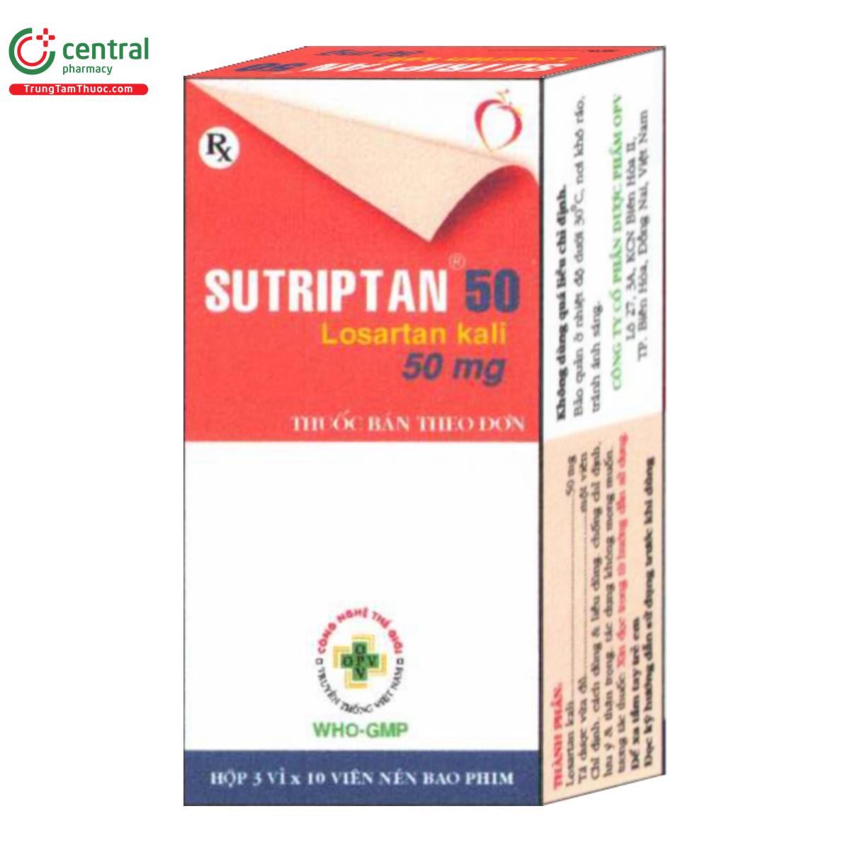 Thuốc Sutriptan 50 OPV - Chỉ định điều trị tình trạng tăng huyết áp