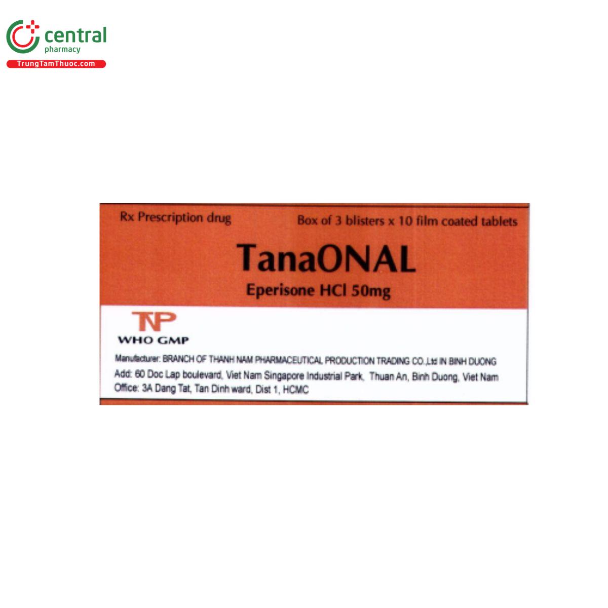 Thuốc Tanaonal 50mg - Điều trị tình trạng căng cơ và liệt cơ cứng