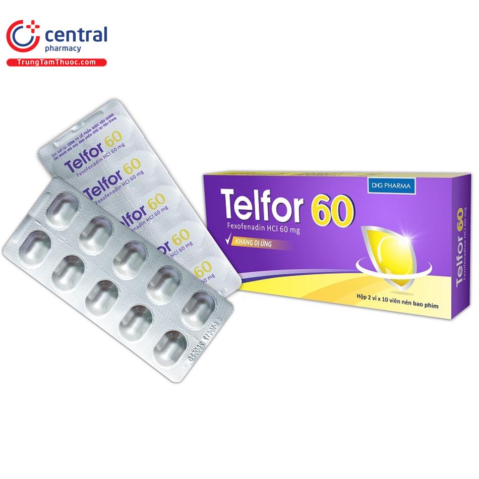 Thuốc chống dị ứng Telfor 60 Dược Hậu Giang: công dụng, liều dùng