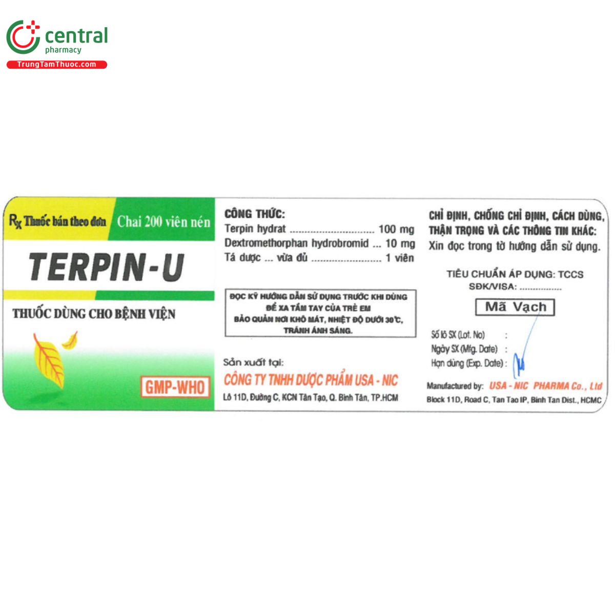 Thuốc Terpin-U - Giảm ho, long đờm trong trường hợp ho khan, có đờm