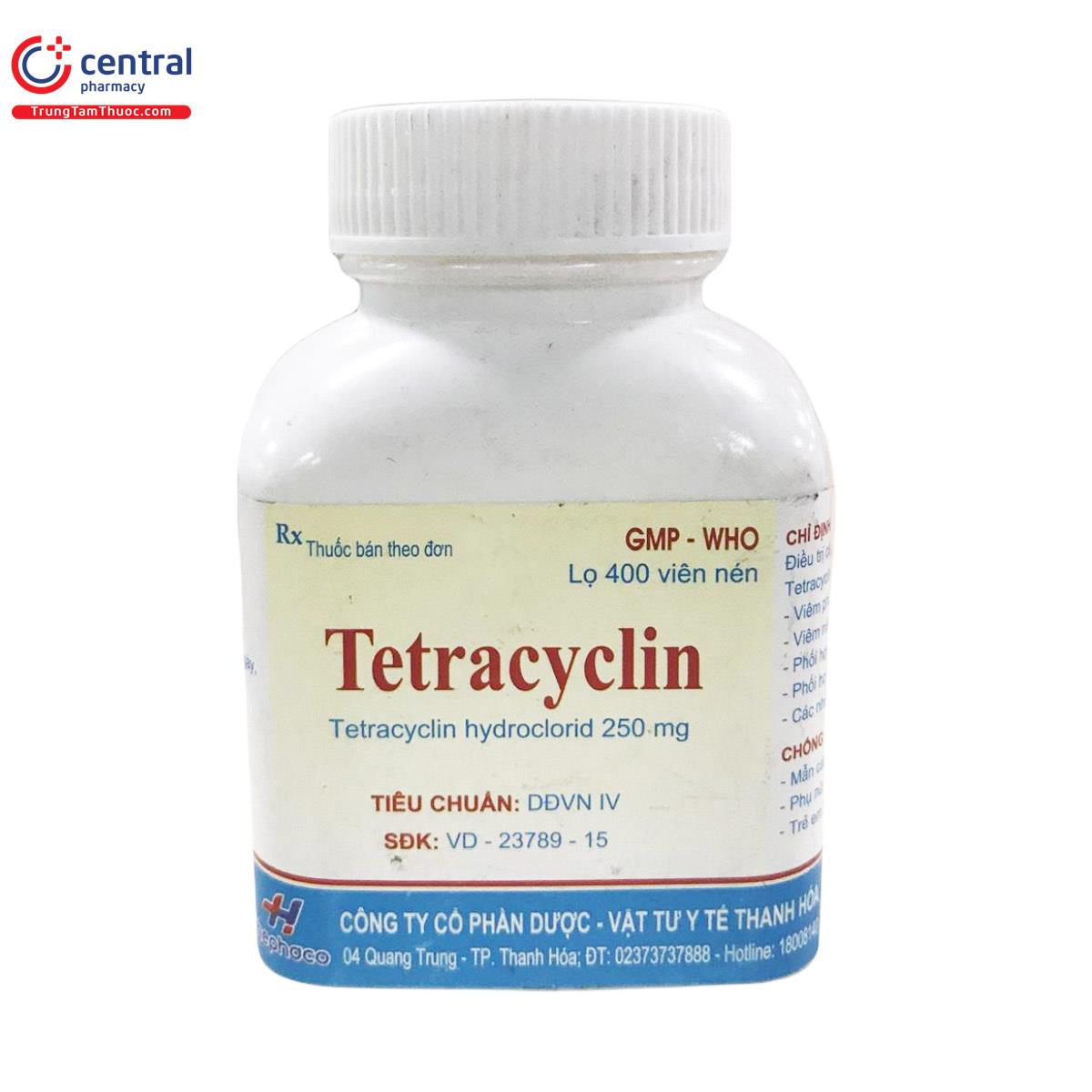Thuốc Tetracyclin 250mg Thephaco (Lọ 400 viên) điều trị nhiễm khuẩn