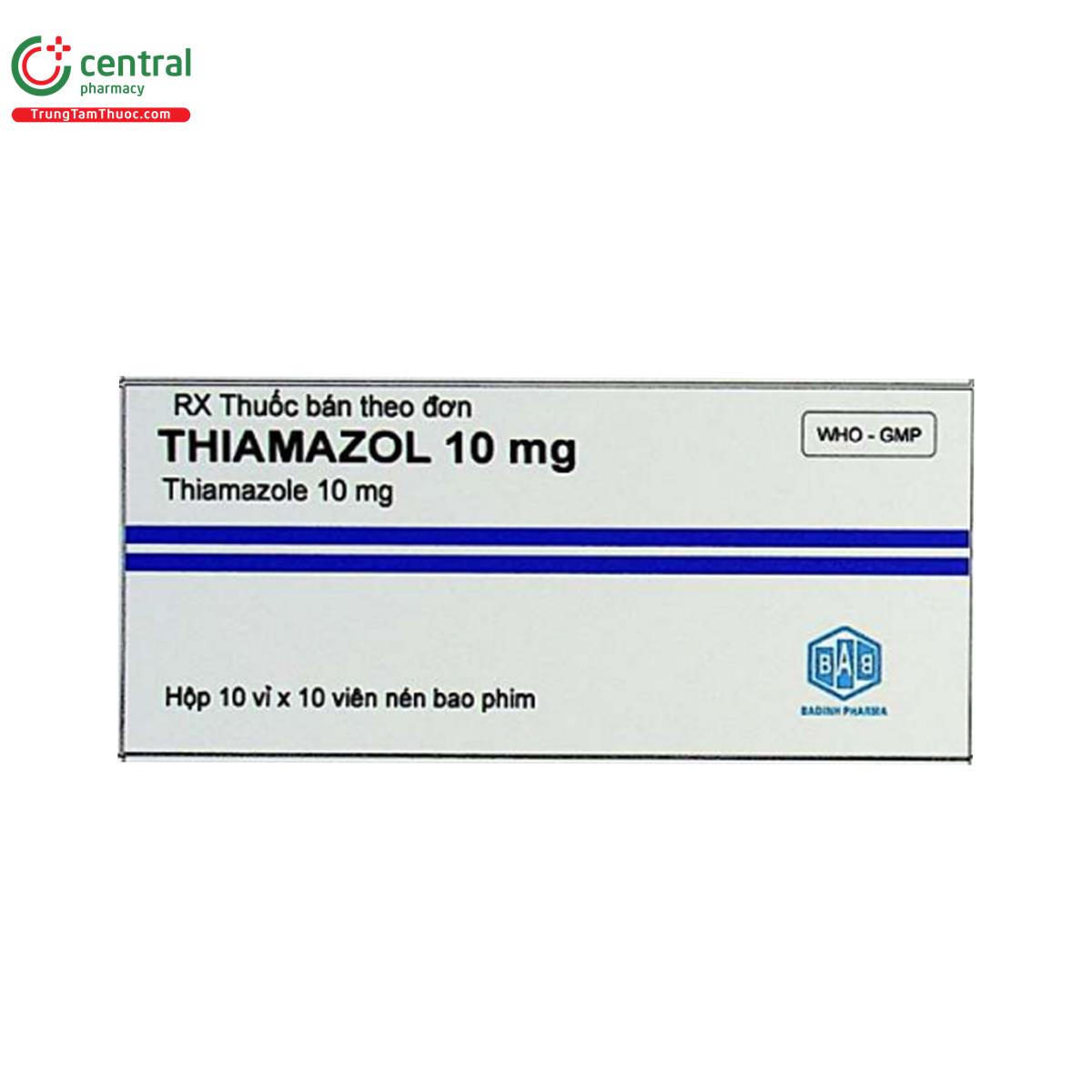 Thuốc Thiamazol 10mg BadinhPharma - Điều trị triệu chứng cường giáp
