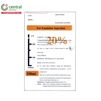 Thuốc 20% Fat Emulsion Injection bổ sung năng lượng và acid béo