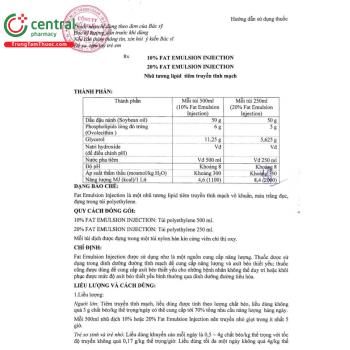 Thuốc 20% Fat Emulsion Injection bổ sung năng lượng và acid béo