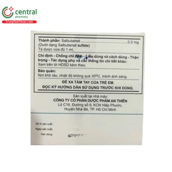 Thuốc A.T Salbutamol inj 0,5mg/ml làm giảm co thắt phế quản