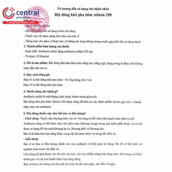 [CHÍNH HÃNG] Thuốc Abicin 250 - Thuốc tiêm điều trị nhiễm khuẩn nặng