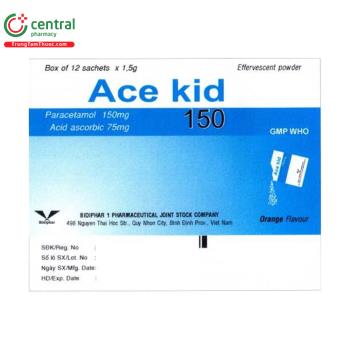 Thuốc Ace kid 150 tác dụng hạ sốt, giảm cơn đau, tăng cường sức đề kháng