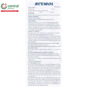 Thuốc Acemol 325mg Chai 40 viên giúp giảm đau, hạ sốt vừa và nhẹ