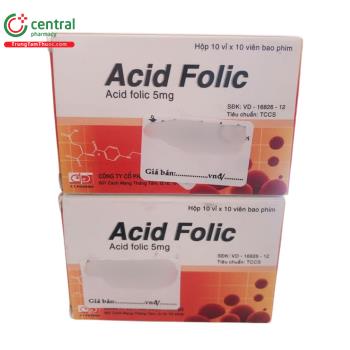 Thuốc Acid Folic 5mg F.T Pharma điều trị tình trạng thiếu acid Folic