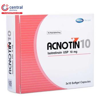 Thuốc trị mụn trứng cá Acnotin 10: tác dụng, liều dùng, lưu ý