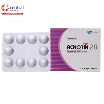 Thuốc trị mụn trứng cá Acnotin 20mg: liều dùng, cách dùng