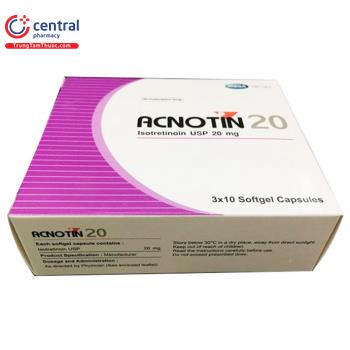 Thuốc trị mụn trứng cá Acnotin 20mg: liều dùng, cách dùng
