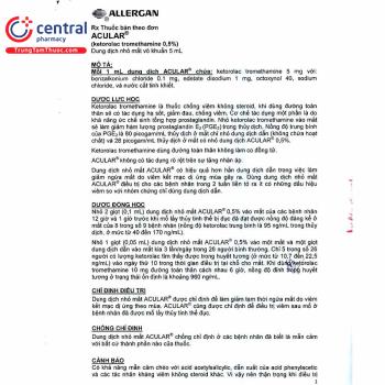 Thuốc Acular 5ml điều trị viêm mắt sau khi mổ đục thủy tinh thể