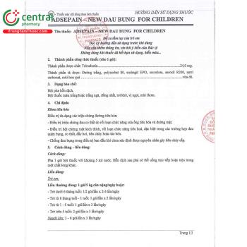 Thuốc Adsepain – New Dau Bung For Children giảm chướng bụng, đầy hơi
