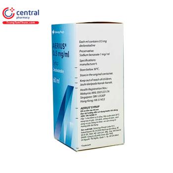 [CHÍNH HÃNG] Thuốc Aerius 0,5mg/ml - Thuốc tác dụng chống dị ứng