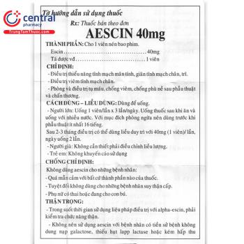[CHÍNH HÃNG] Thuốc Aescin 40mg - điều trị giãn tĩnh mạch chân