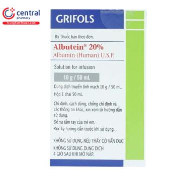 [CHÍNH HÃNG] Thuốc Albutein 20% 50ml: dịch truyền điều trị sốc