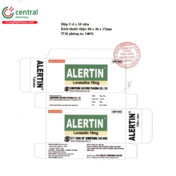 Thuốc Alertin 10mg -Điều trị viêm mũi dị ứng, nổi mề đay vô căn, ngứa