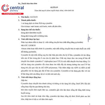 Thuốc Alexan 500mg điều trị bạch cầu dòng hạt cấp