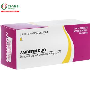 Thuốc Amdepin Duo 5mg/10mg điều trị rối loạn mỡ máu kèm tăng huyết áp
