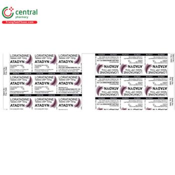 Thuốc ATADYN (Loratadin) 10mg trị viêm mũi dị ứng giá bao nhiêu?