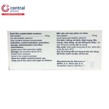 [CHÍNH HÃNG] Thuốc Atoris 10mg - Thuốc có tác dụng hạ mỡ máu