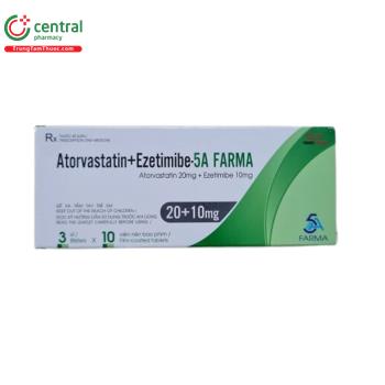 Atorvastatin + Ezetimibe - 5A Farma 20mg/10mg điều trịt tăng ...