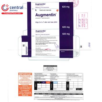 Thuốc Augmentin 625mg (Amoxicillin 500mg + Acid Clavulanic 125mg): liều ...