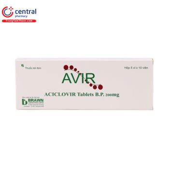 Thuốc Avir 200mg Brawn - Điều trị nhiễm virus Herpes