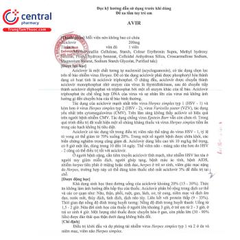 Thuốc Avir 200mg Brawn - Điều trị nhiễm virus Herpes