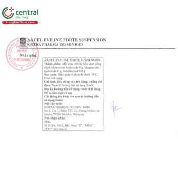 Thuốc Axcel Eviline Forte Suspension - Giảm đầy bụng do tăng acid