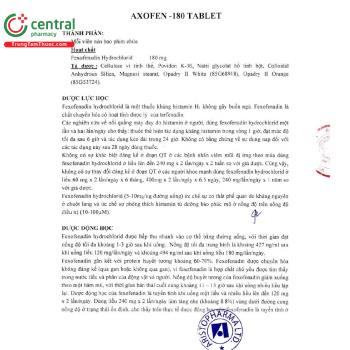 Thuốc Axofen-180 Tablet điều trị mề đay, viêm mũi dị ứng