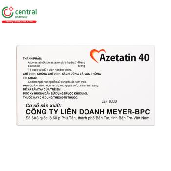 Thuốc Azetatin 40 điều trị rối loạn lipid máu (10 vỉ x 10 viên)